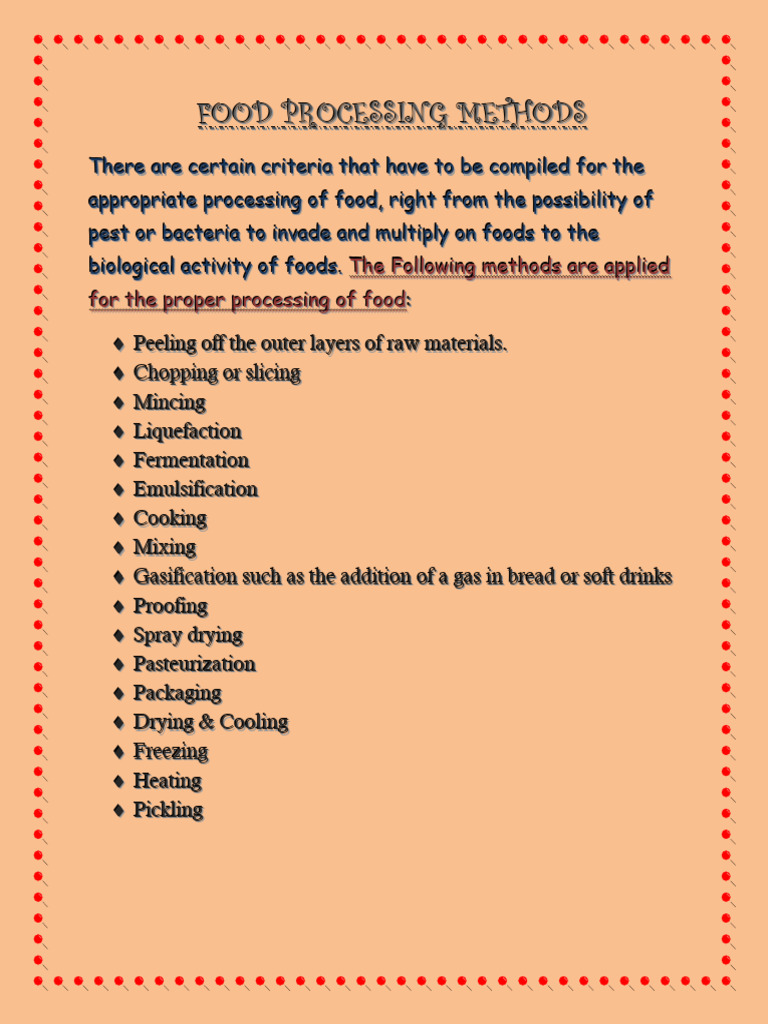 FOOD PROCESSING METHODS (1) | PDF