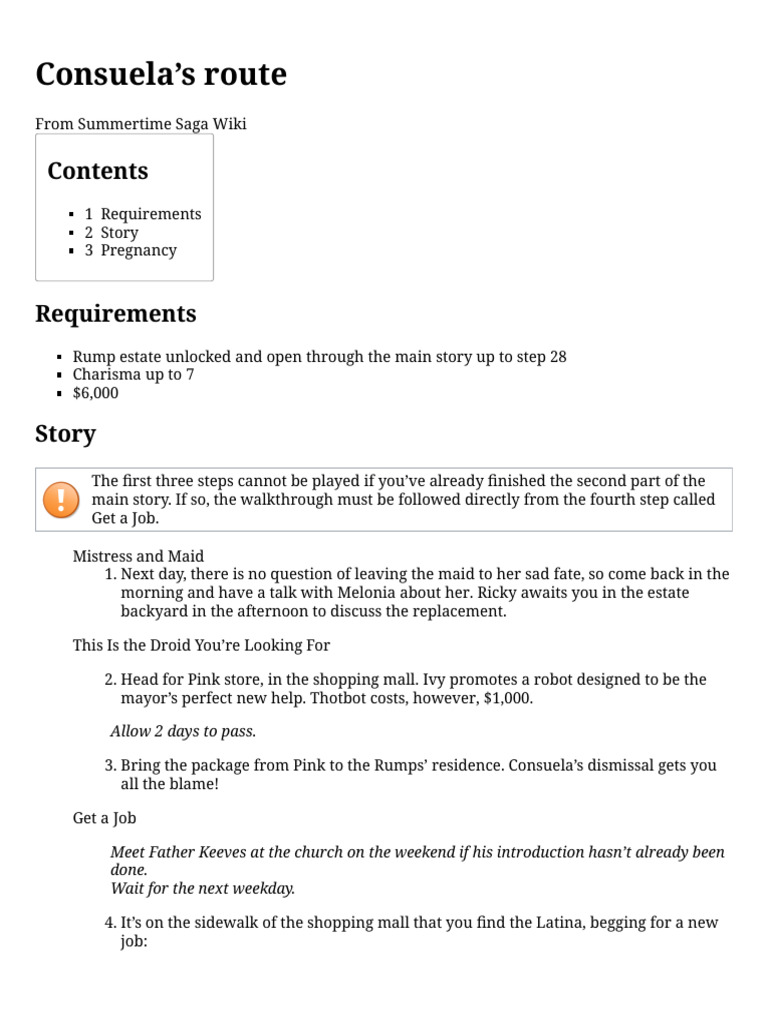 Consuela’s route - Summertime Saga Wiki | PDF