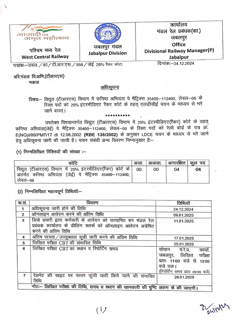 JE 25%LDCE Notification | PDF