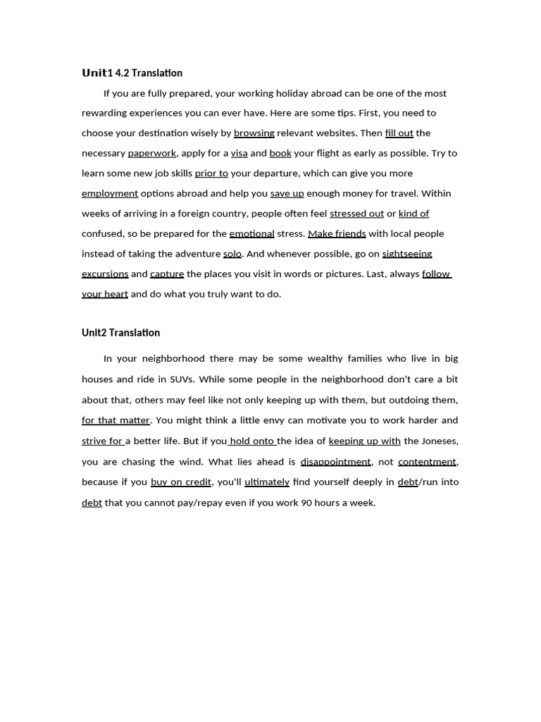 Unit1 +2 翻译 | PDF