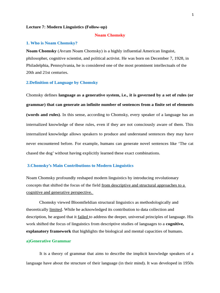 Chomsky | PDF | Noam Chomsky | Language Acquisition