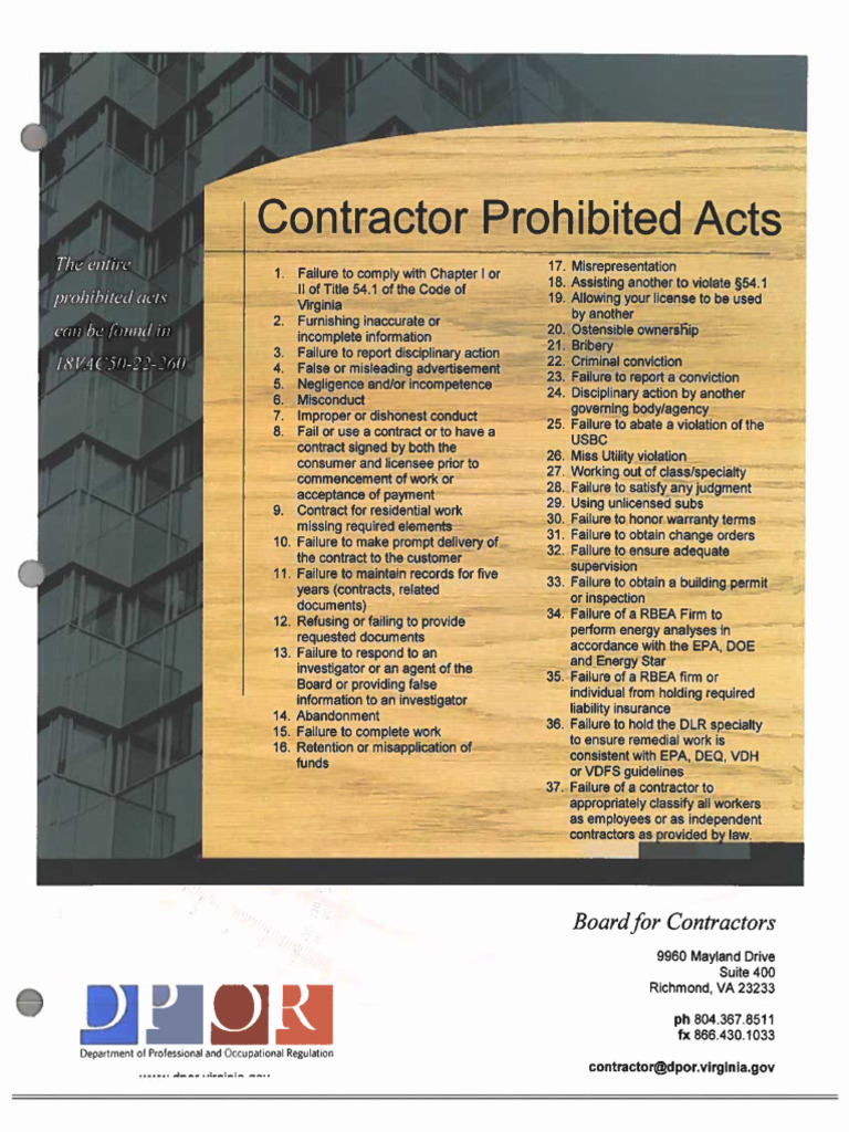 Contractor Prohibited Acts | PDF