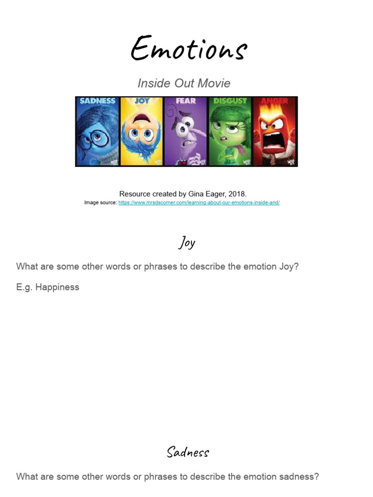 Emotions Vocabulary Guide | PDF