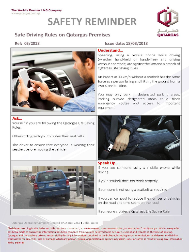 Safety Driving Rules On Qatar Energy Premises | PDF