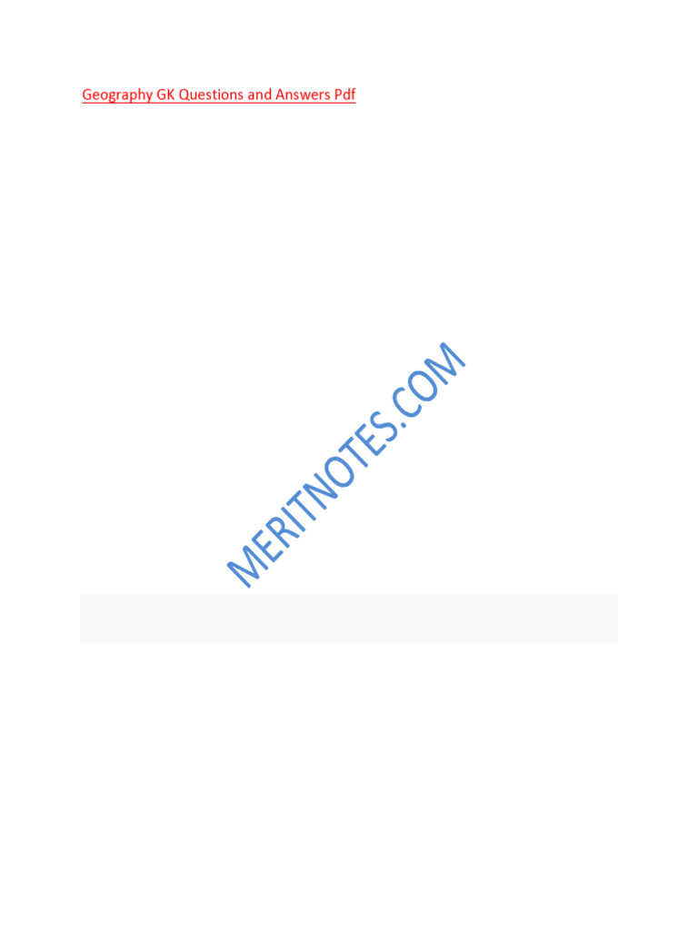 Geography GK Questions Answers | PDF