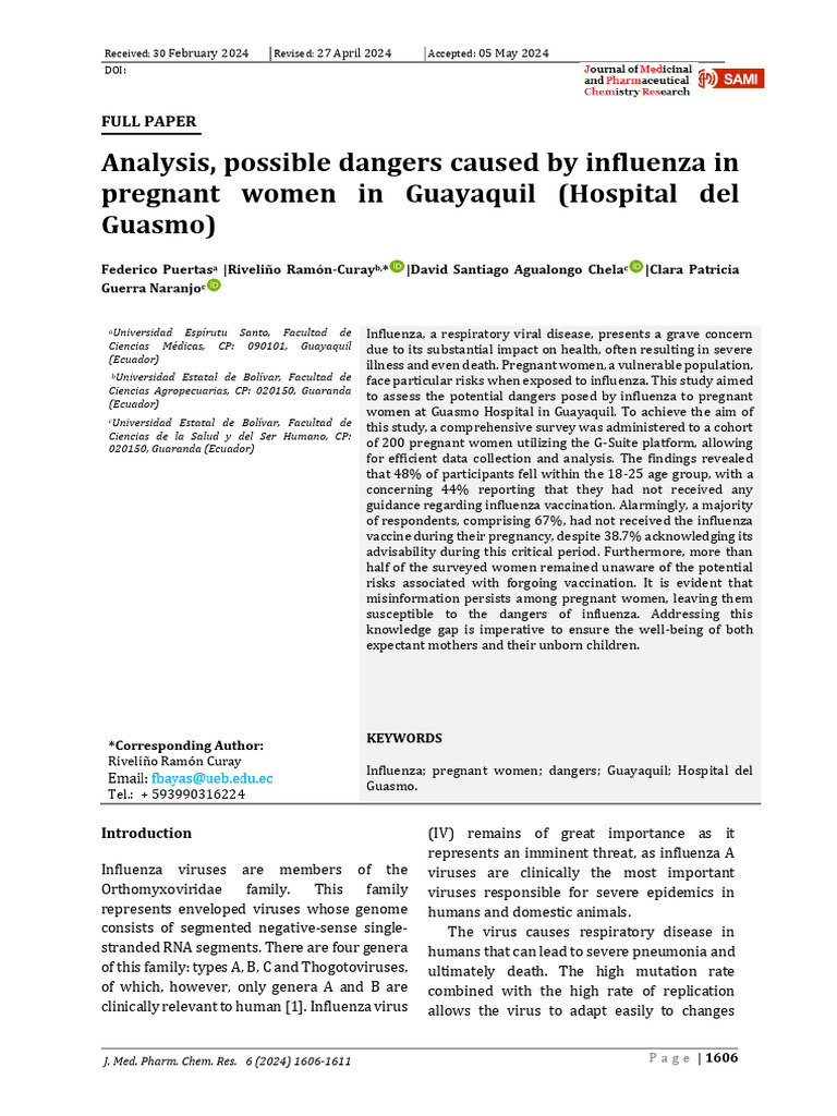 JMPCR - Volume 6 - Issue 10 - Pages 1606-1611 | PDF | Influenza | Pregnancy