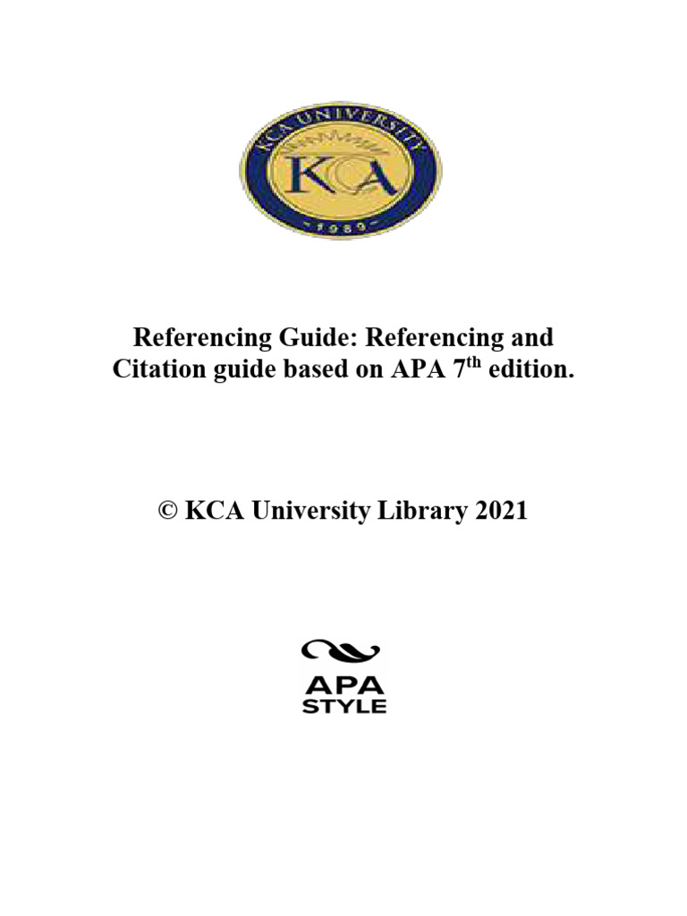 APA Referencing 7th Edition | PDF | Citation | Apa Style