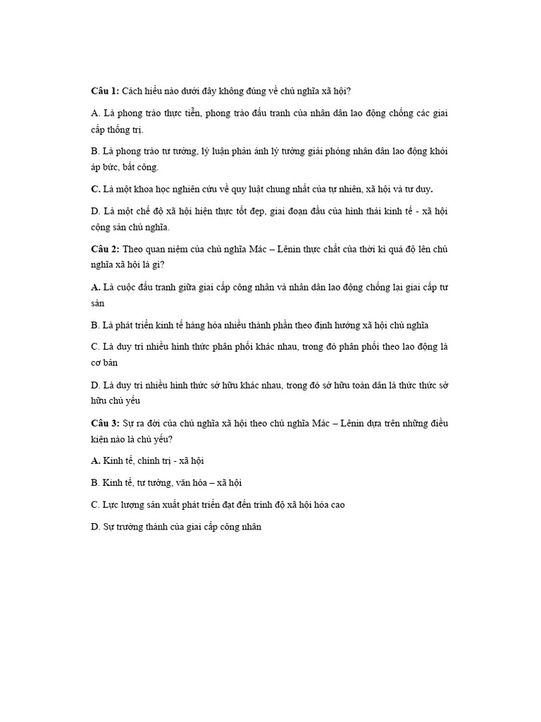 40 Cau Trac Nghiem Chuong 3 Triet Hoc Mac Lenin Dai Hoc Kinh Te Quoc D 77508 | PDF
