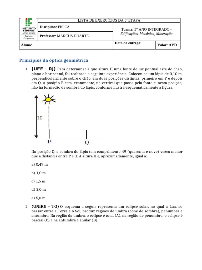 Lista_exerc_3_etapa_-_3º_ano_-_2024_-_Optica-60eb1947aefd49cb967faffd6fc0eb36 | PDF | Espelho ...