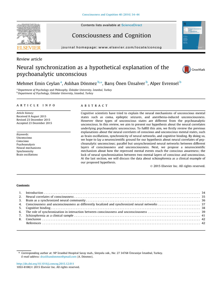 Neural_synchronization_as_a_hypothetical | PDF | Unconscious Mind | Neural Oscillation