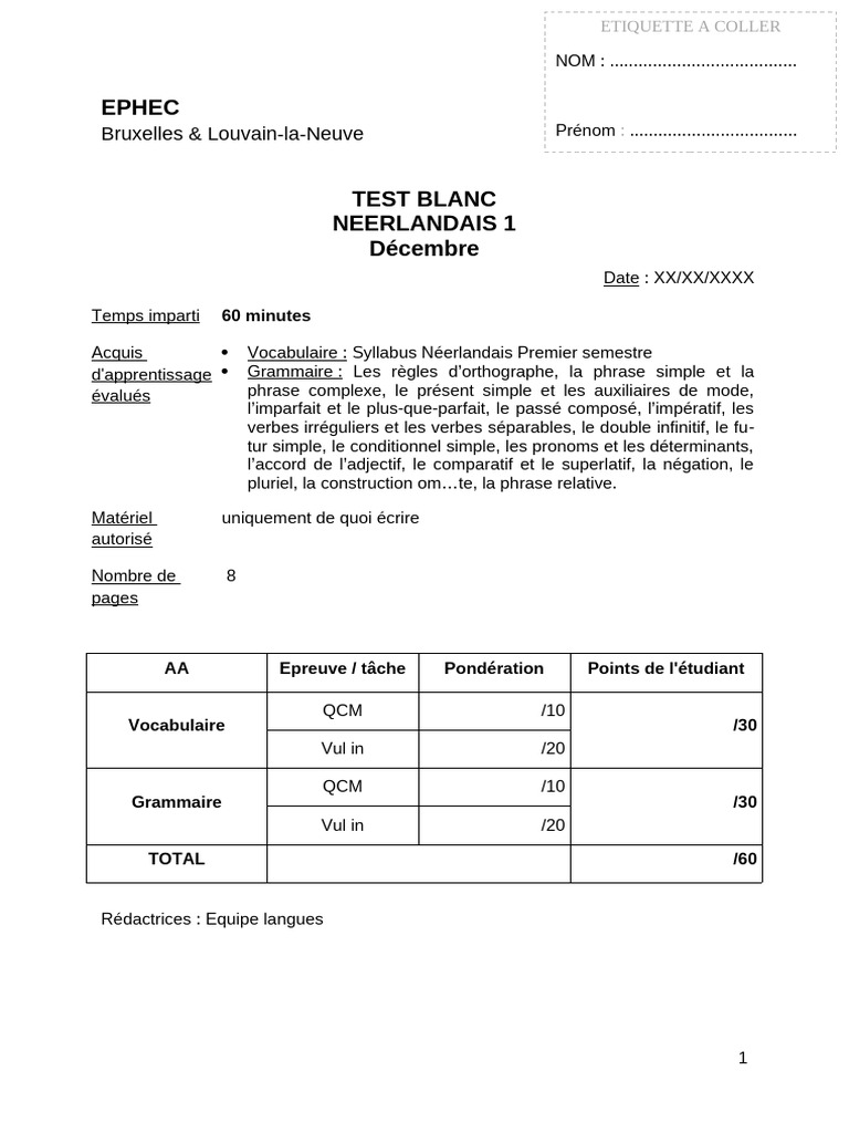 Test Blanc - Janvier (Corrigé) | PDF