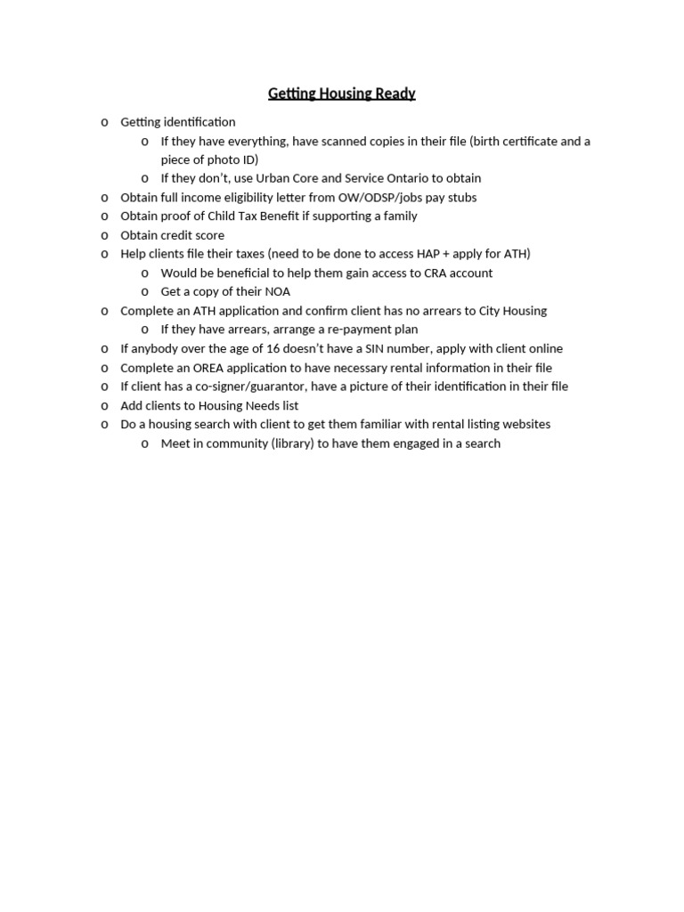 Steps To Housing Readiness | PDF