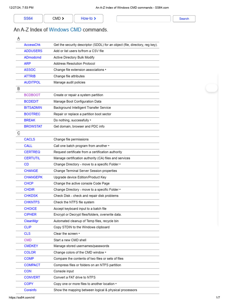 An A-Z Index of Windows CMD Commands | PDF | Computer File | Windows Registry