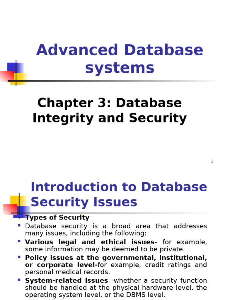 Chapter 3 Database Integrity and Security | PDF | Databases | Security