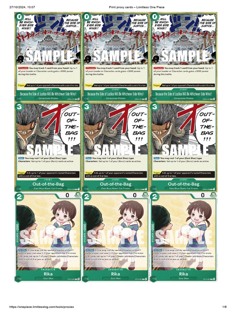 Print Proxy Cards - Limitless One Piece | PDF