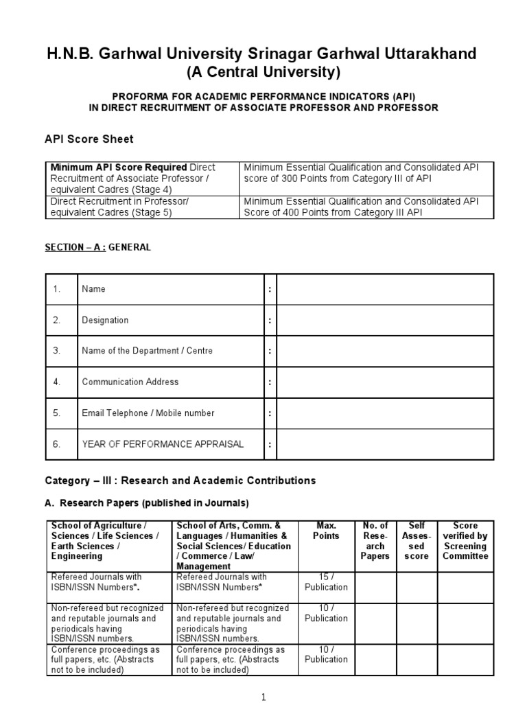 API For Direct Recruitment of Professor and Associate Professor | PDF ...