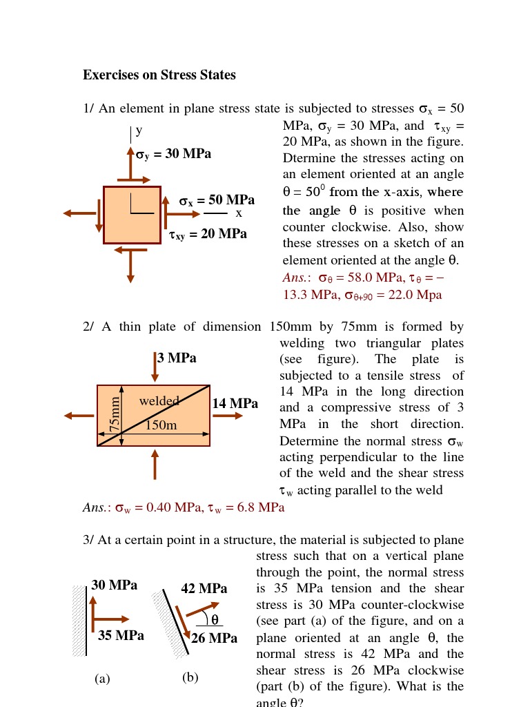 Exercises On Stress State | PDF | Stress (Mechanics) | Building Engineering