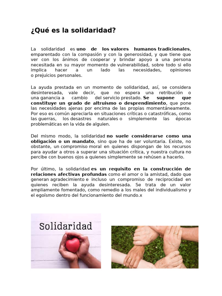 Qué es la solidaridad | PDF