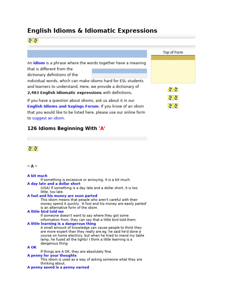 English Idioms | PDF | Idiom