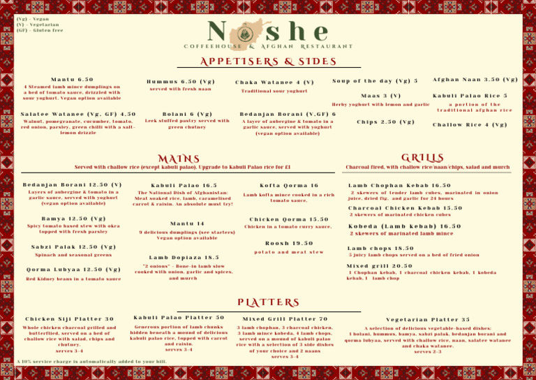 Afghan Restaurant Menu Overview | PDF | Kebab | Asian Cuisine