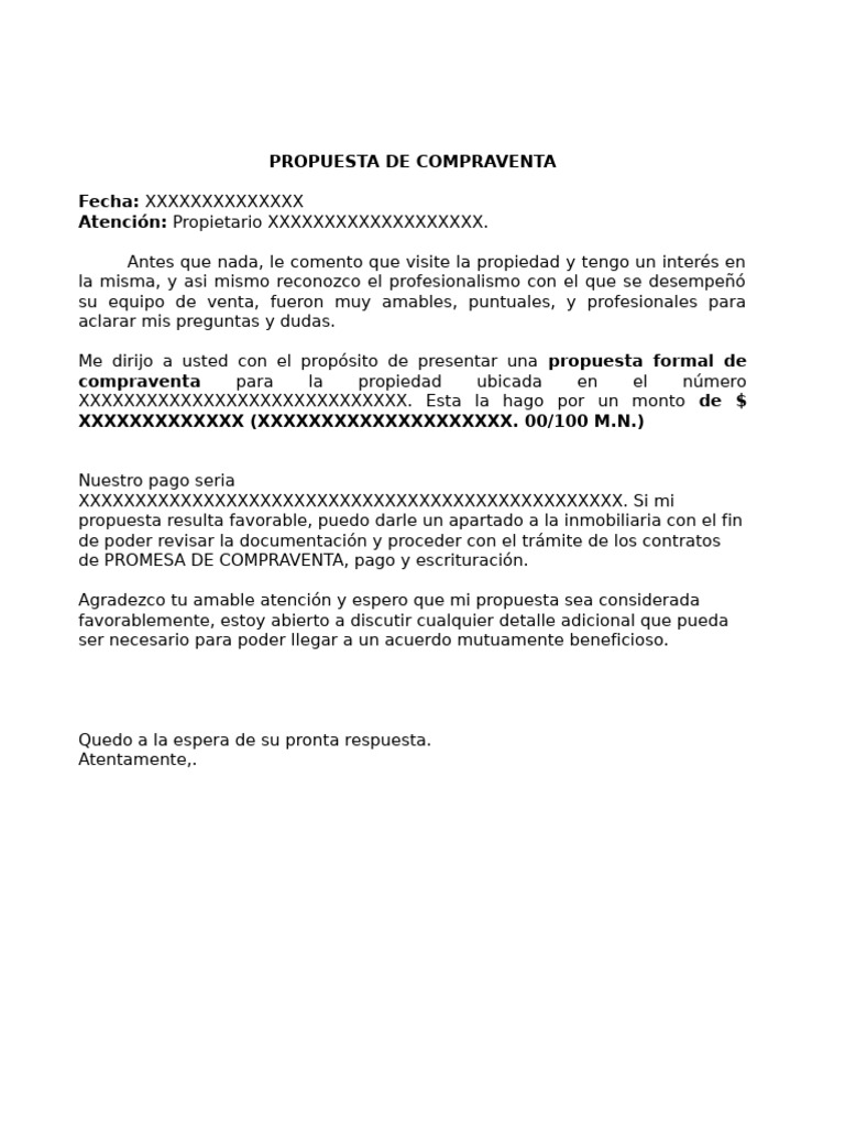 Propuesta de Compraventa de Propiedad | PDF
