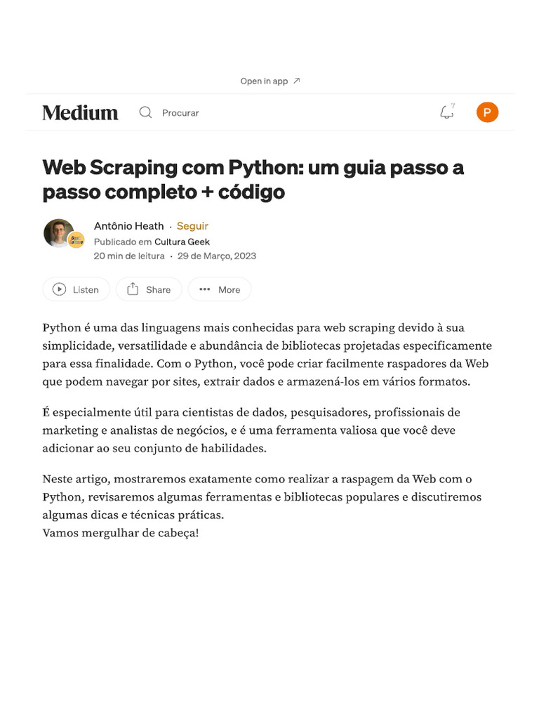 Web Scraping Com Python Um Guia Passo A Passo Completo | PDF