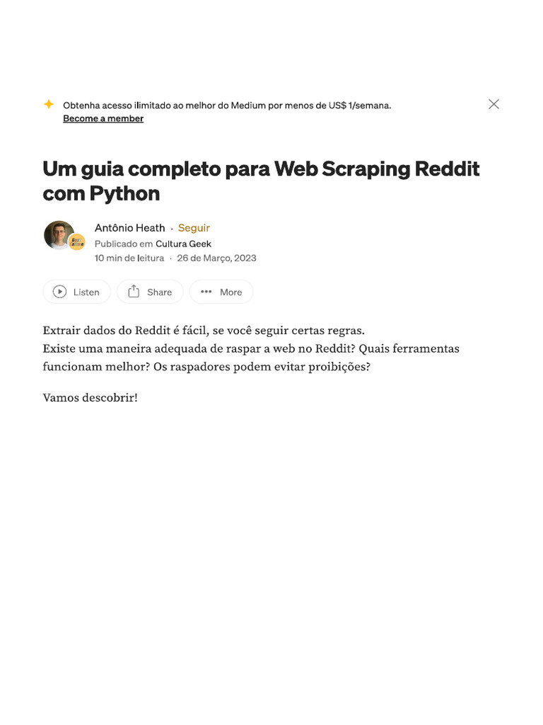 Um Guia Completo para Web Scraping Reddit Com Python | PDF