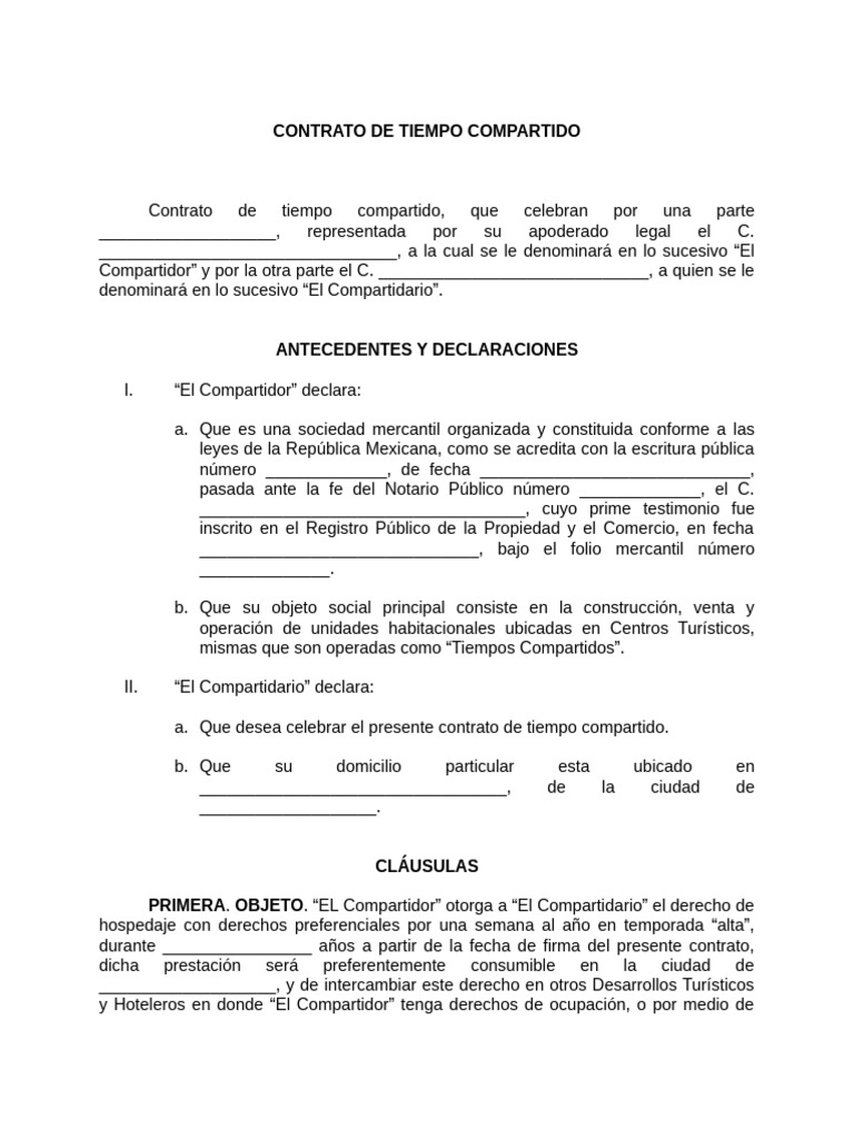 CONTRATO DE TIEMPO COMPARTIDO | PDF | Jurisdicción