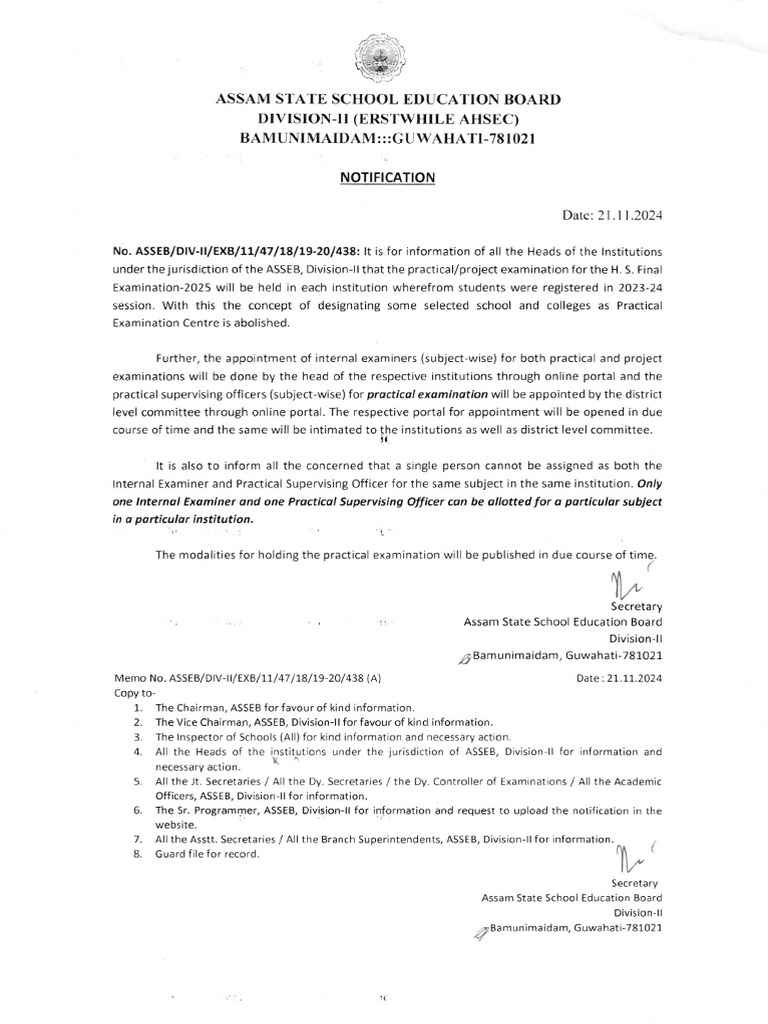 HS 2nd Year Practical Exam Guidelines 2025 | PDF