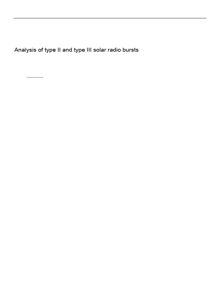 Analysis of Type II and Type III Solar Radio Burst | PDF | Sun ...