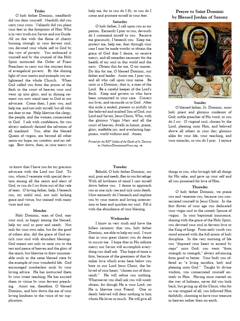 Novena Prayer to St. Dominic | PDF | Glory (Religion) | Jesus