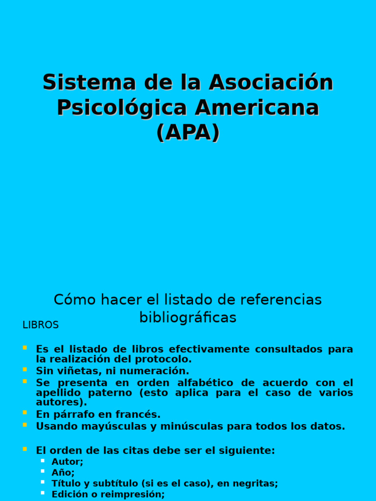 Sistema de La Asociación Psicológica Americana (APA) | PDF | México ...