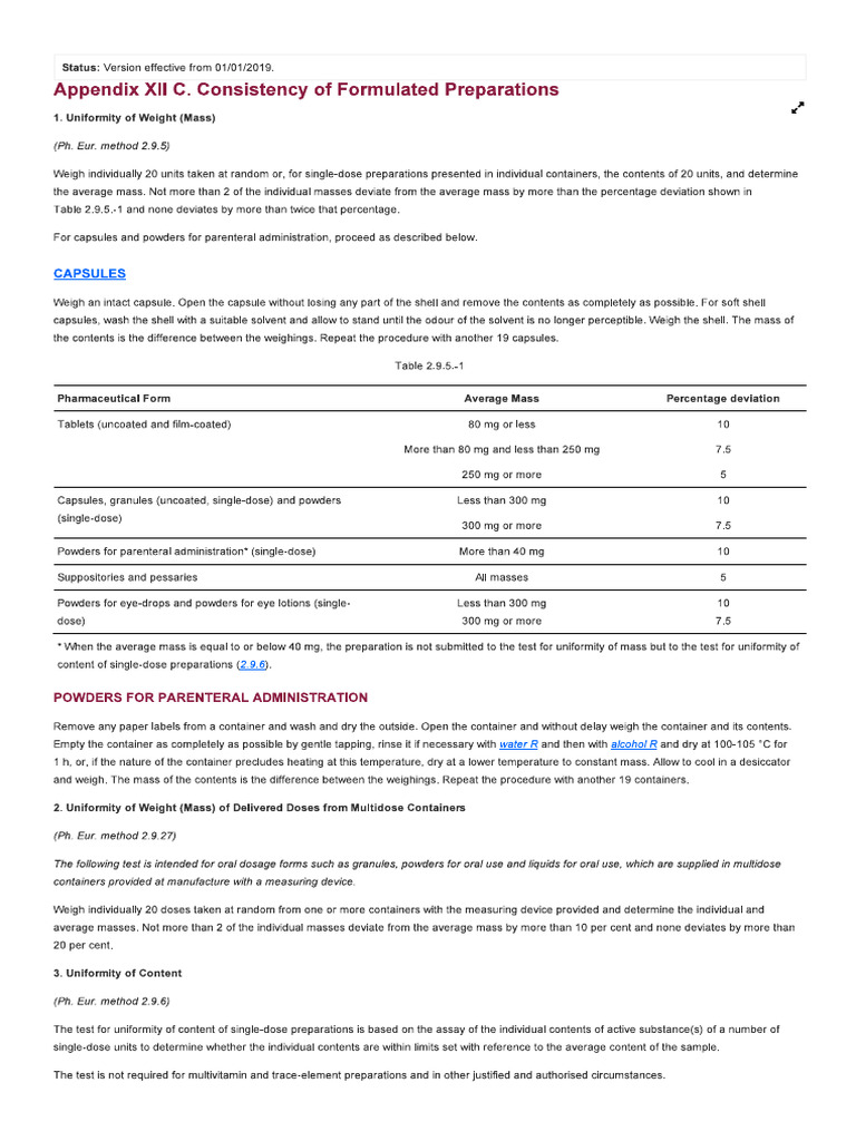 Appendix XII C. Consiste... Formulated Preparations | PDF