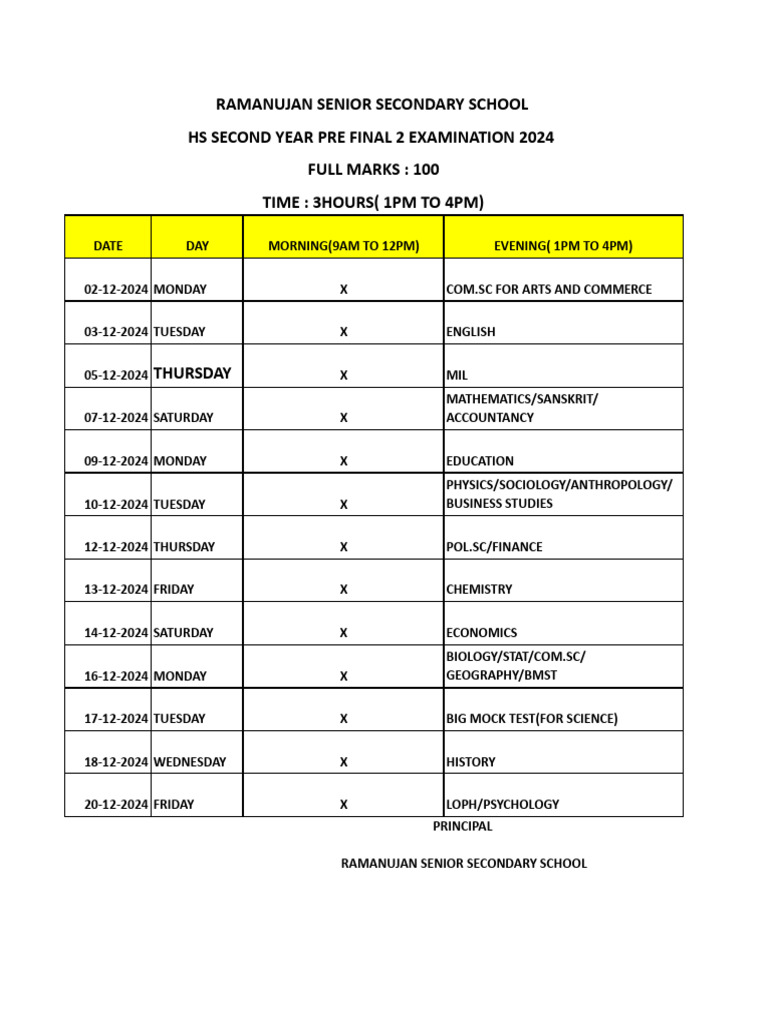Hs 2nd Year Pre Final 2 Exam 2024 | PDF