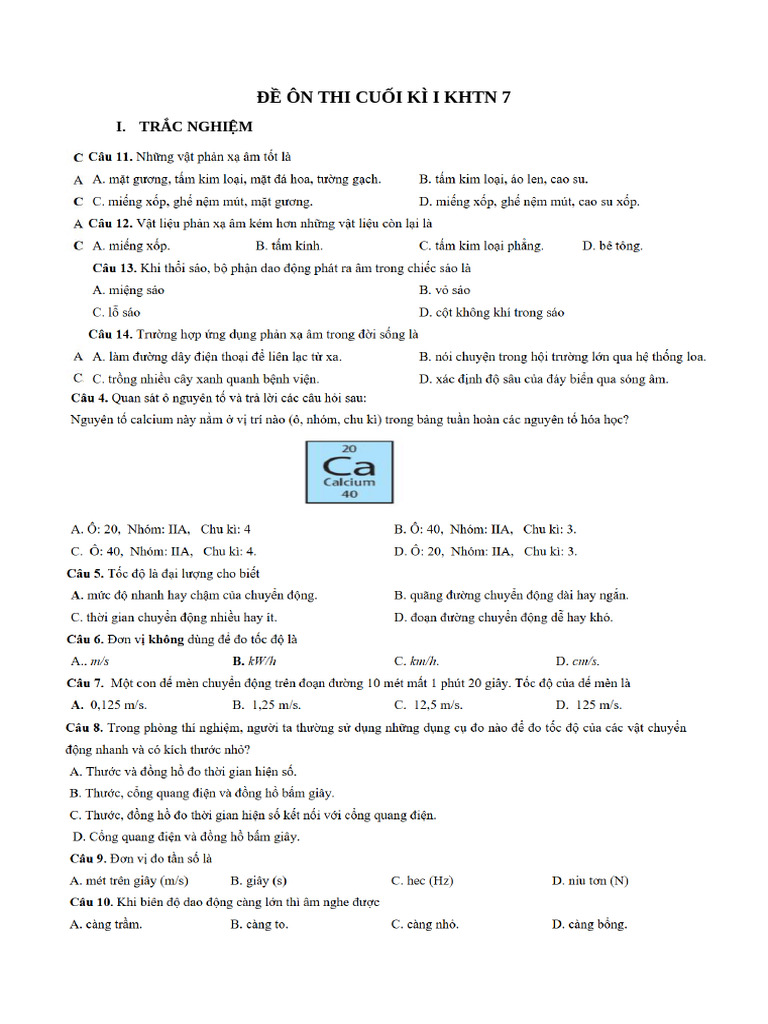 ĐỀ KTRA KHTN 7 | PDF