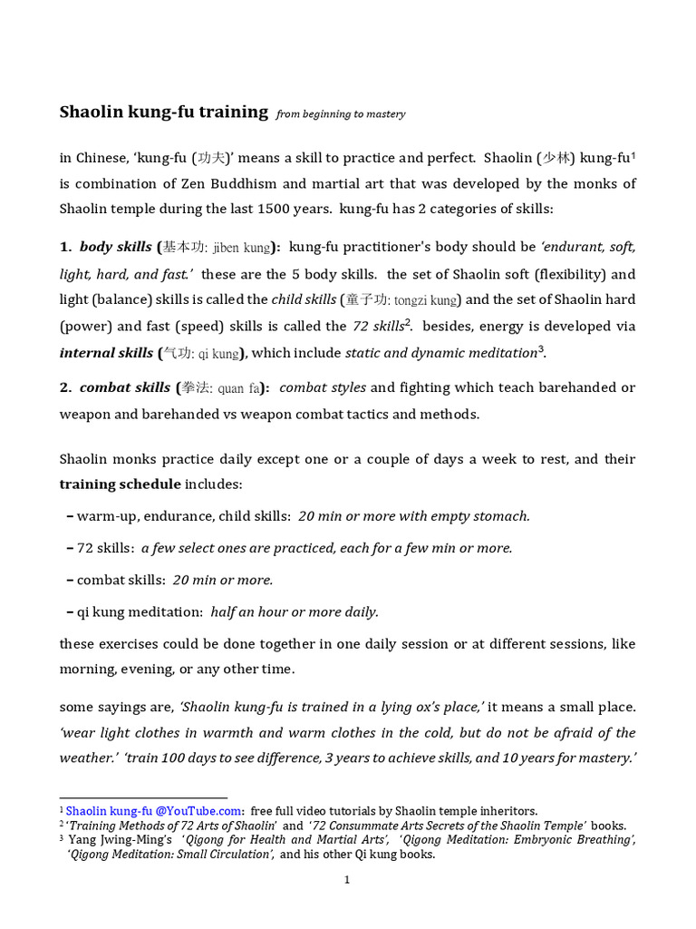 Pdfcoffee.com Shaolin Kung Fu Training PDF Free | PDF | Chinese Martial Arts | East Asian ...