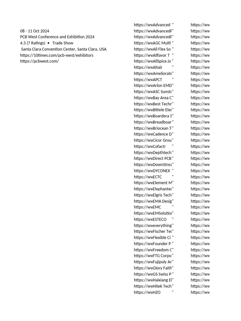 PCB West Conference and Exhibition 2024 8 To 11 Oct USA | PDF ...