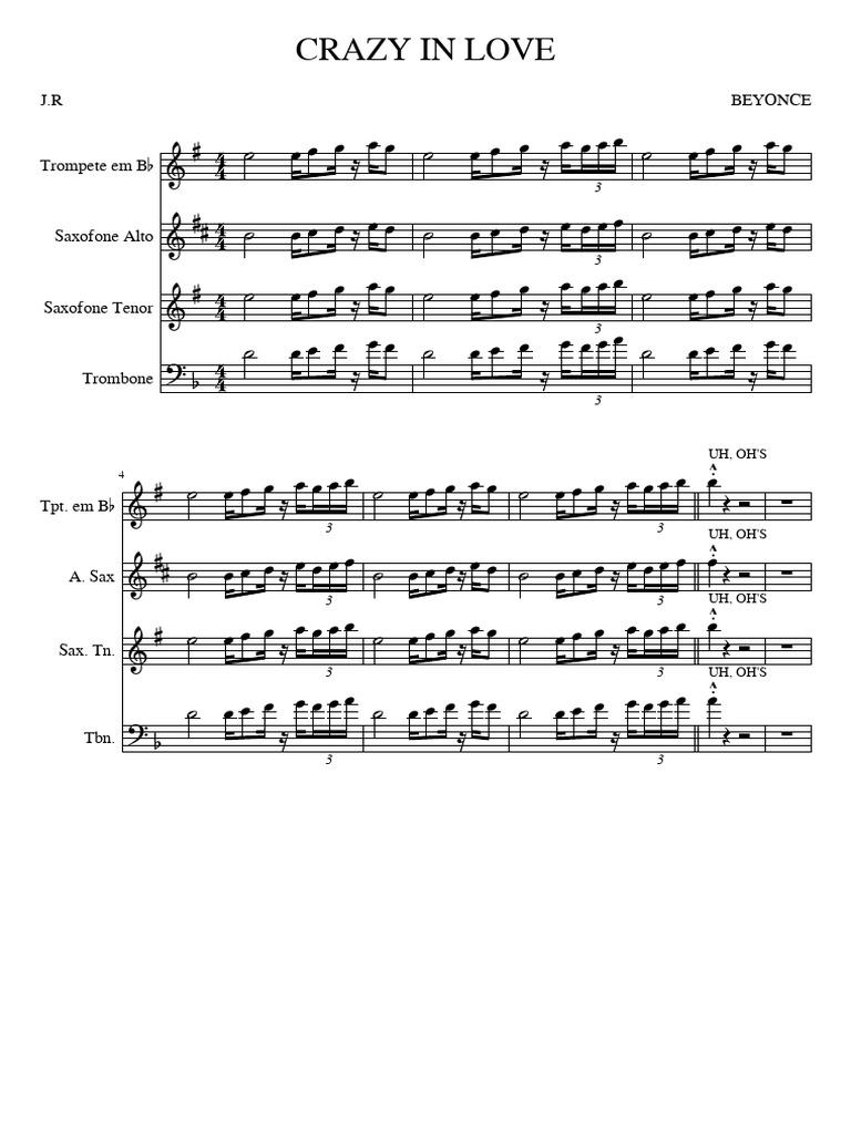 CRAZY IN LOVE-Partitura - e - Partes | PDF | African American Music ...