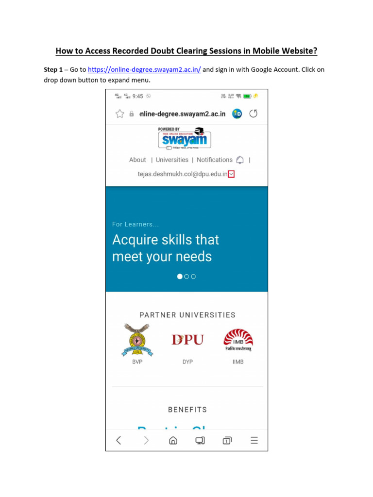 How To Access Recorded Doubt Clearing Sessions in Mobile Website | PDF