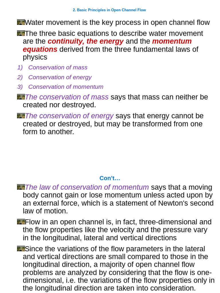 Chapter - 2 Basic Principles in Open Channel Flow | PDF | Momentum ...