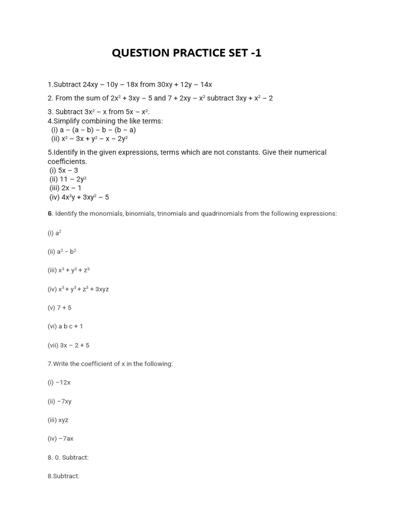 QUESTION PRACTICE SET | PDF