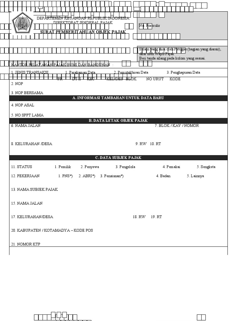 Surat Pemberitahuan Objek Pajak | PDF | Sains & Matematika