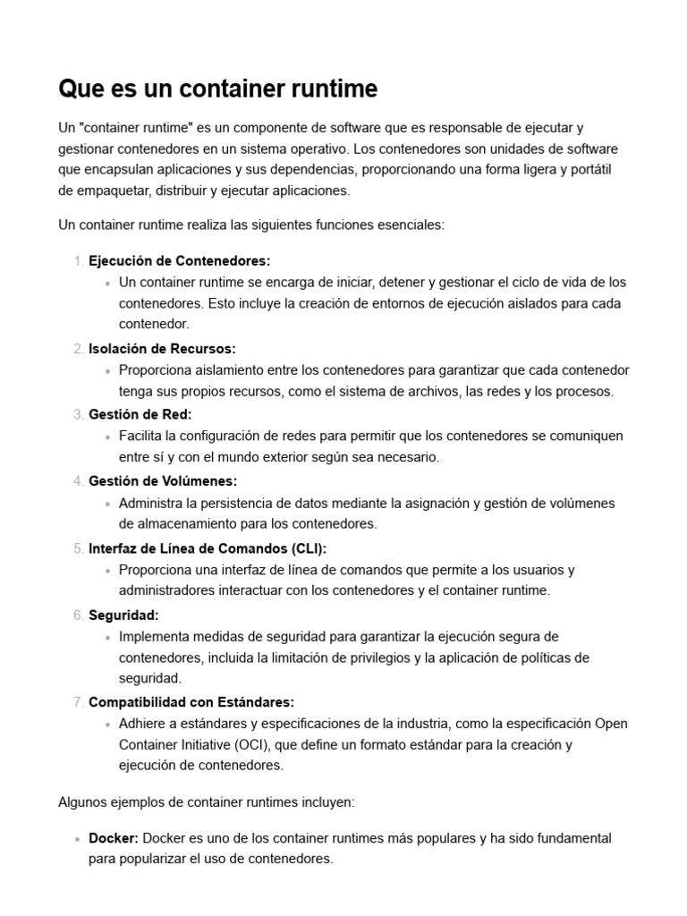 Que Es Un Container Runtime | PDF | Arquitectura de Computadores ...