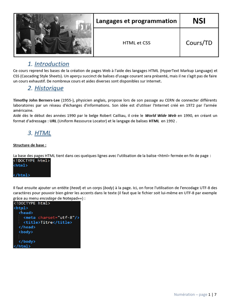 Introduction à HTML et CSS | PDF | Html | Langage de balisage