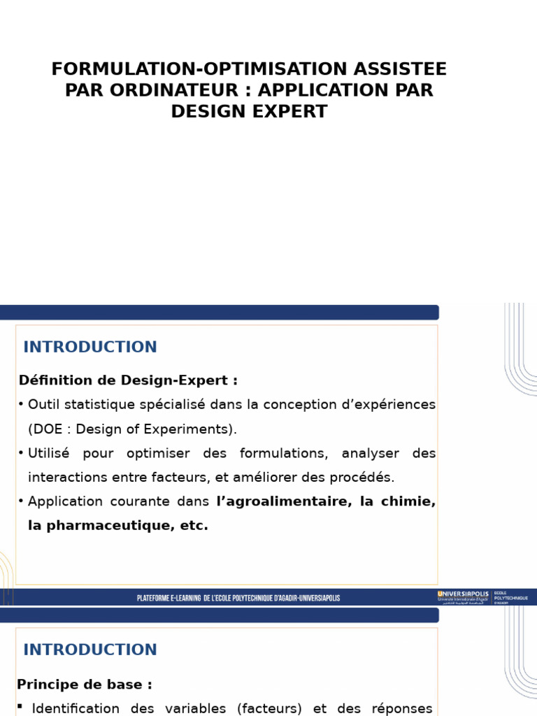Optimisation de Formulations avec Design-Expert | PDF | Plan d ...