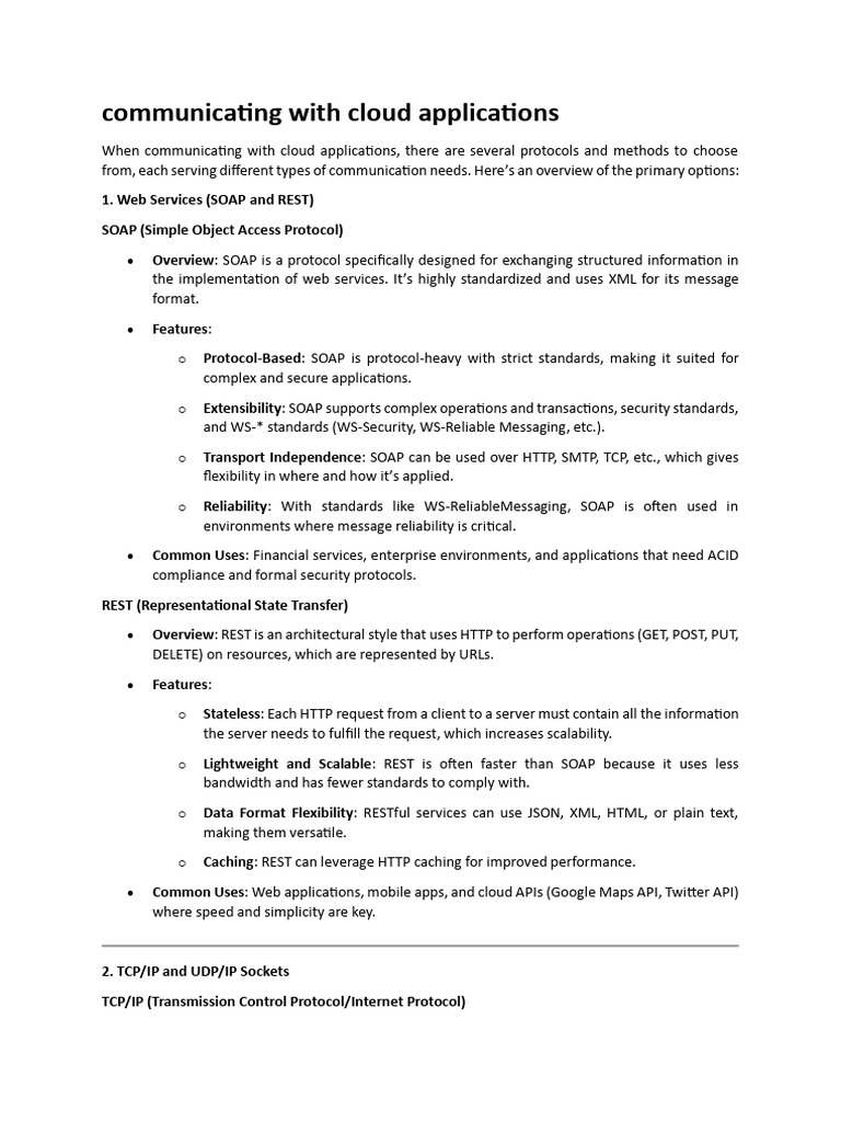 Communicating With Cloud Applications | PDF | Soap | Transmission Control Protocol