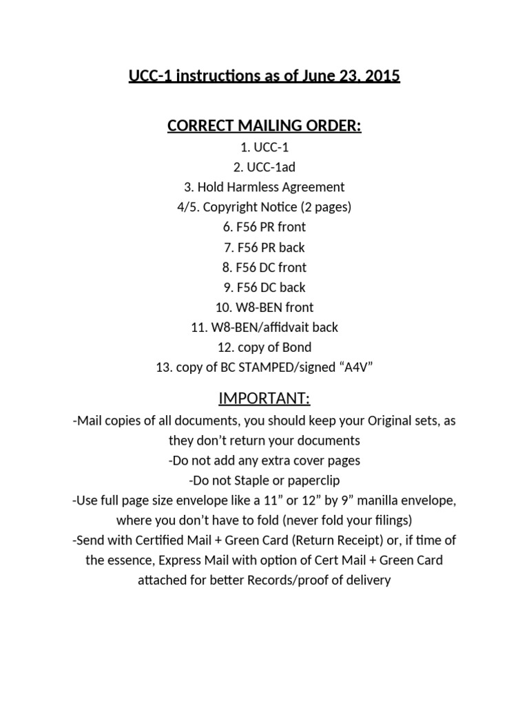 STEP 3 - UCC-1 Instructions For Client | PDF