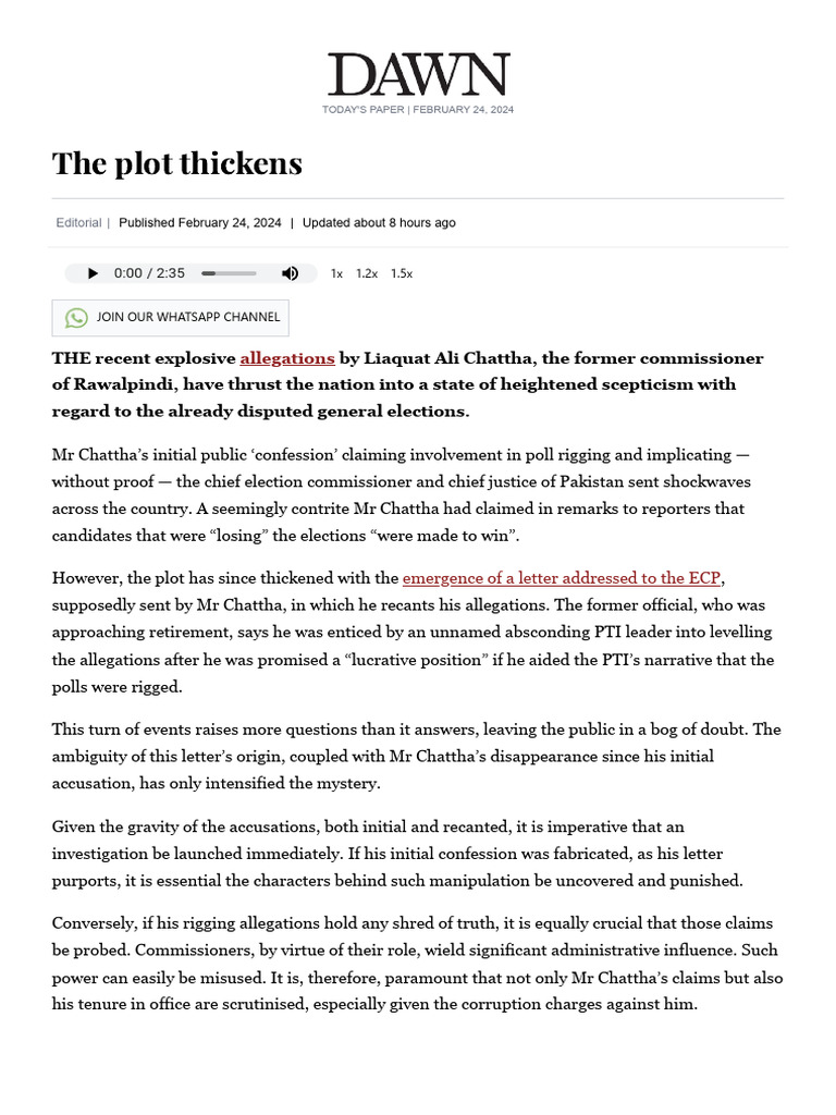 The Plot Thickens - Newspaper | PDF | Government