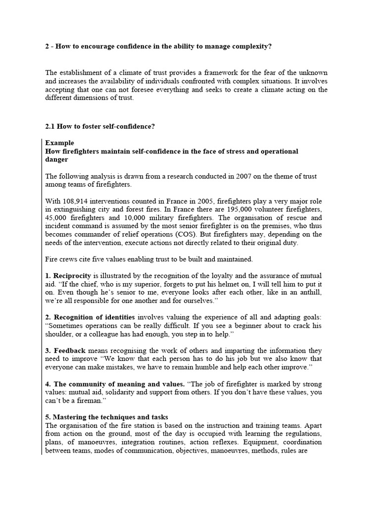 Building Trust in Complex Situations | PDF | Firefighter | Experience