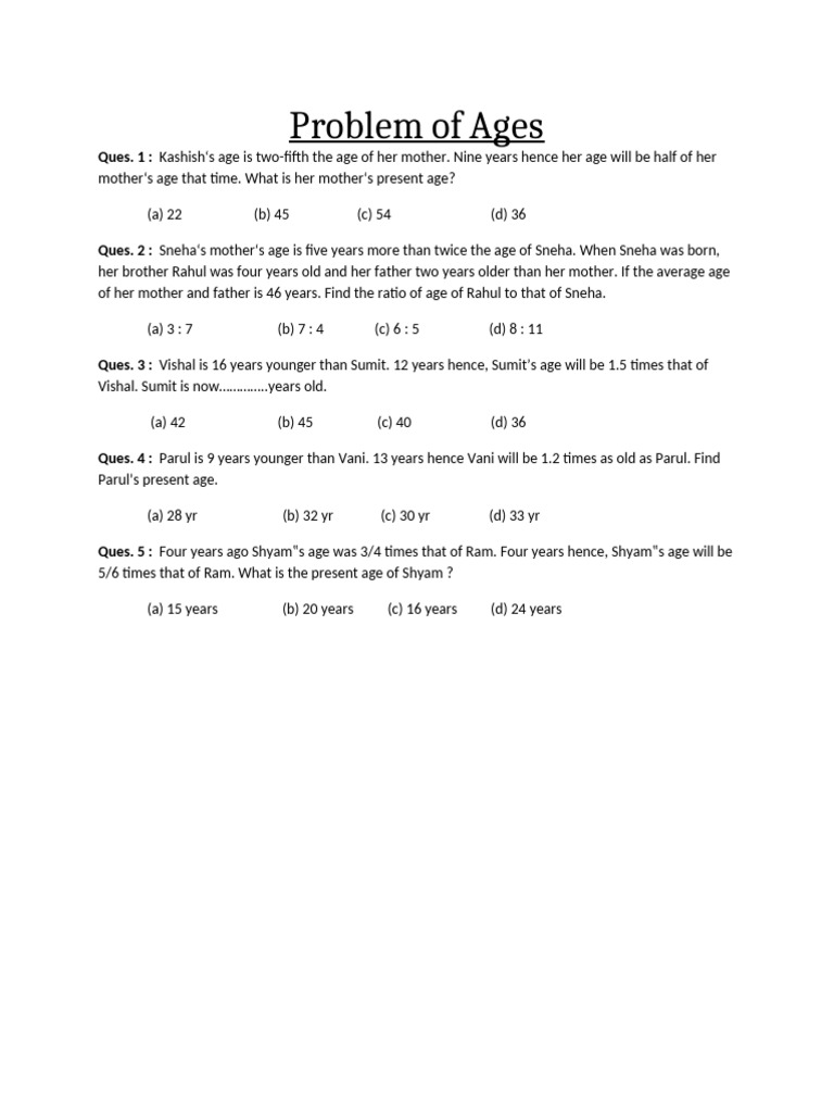 Problem of Ages | PDF